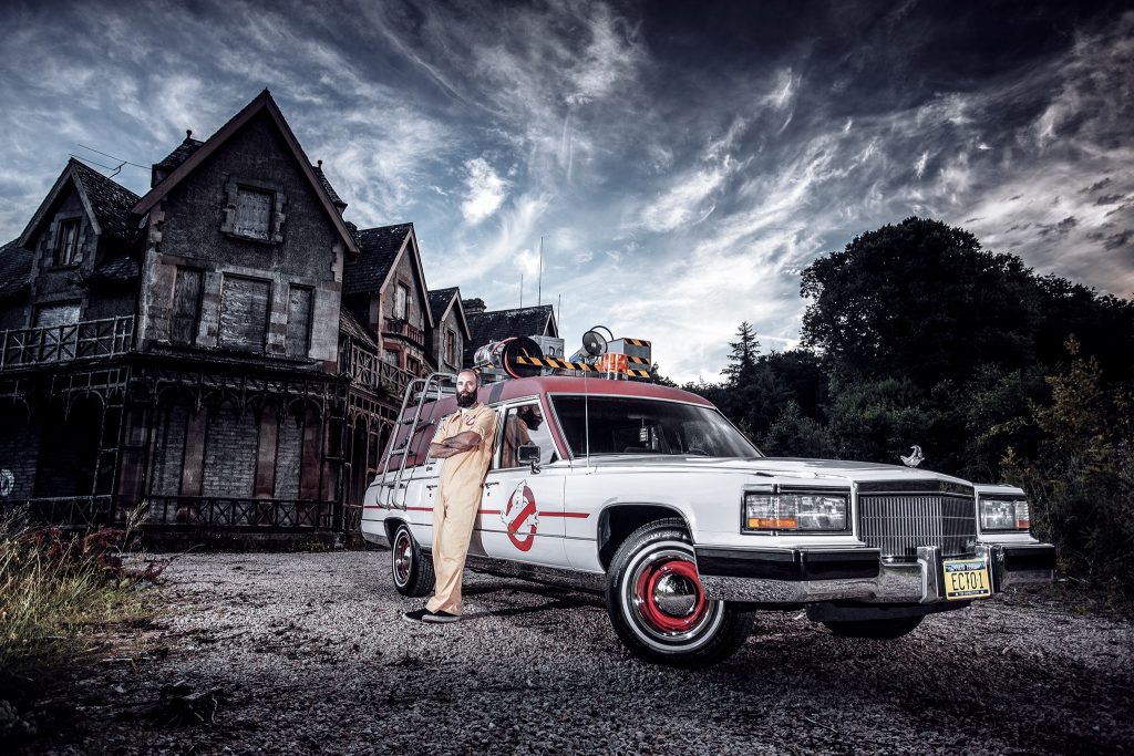 American hearse converted into Ghostbusters Ecto-1