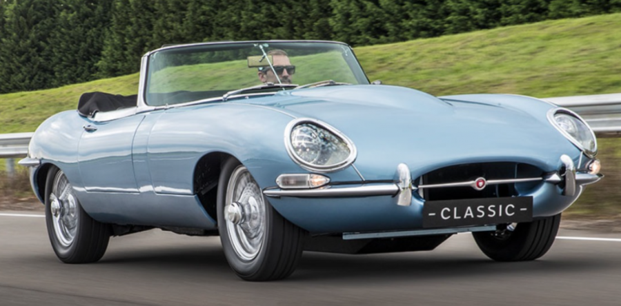 Harry and Meghan drive to reception in Jaguar E-Type Concept Zero ...
